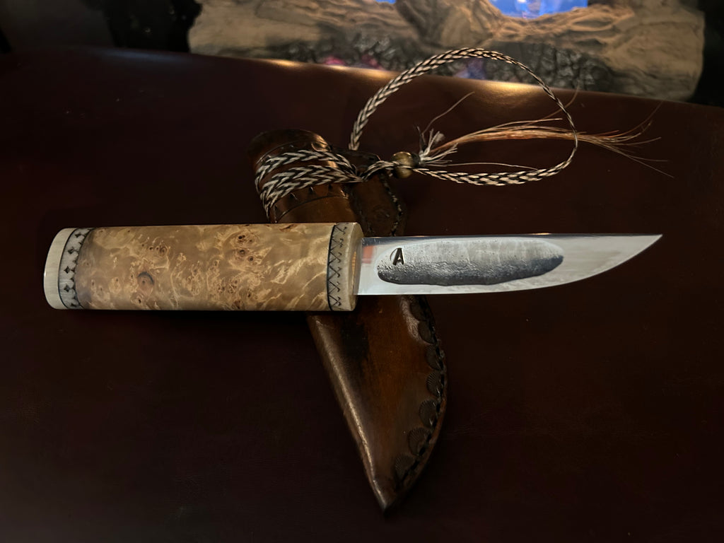 Forged Traditional Siberian Yakut knife crafted in Karelian birch ...