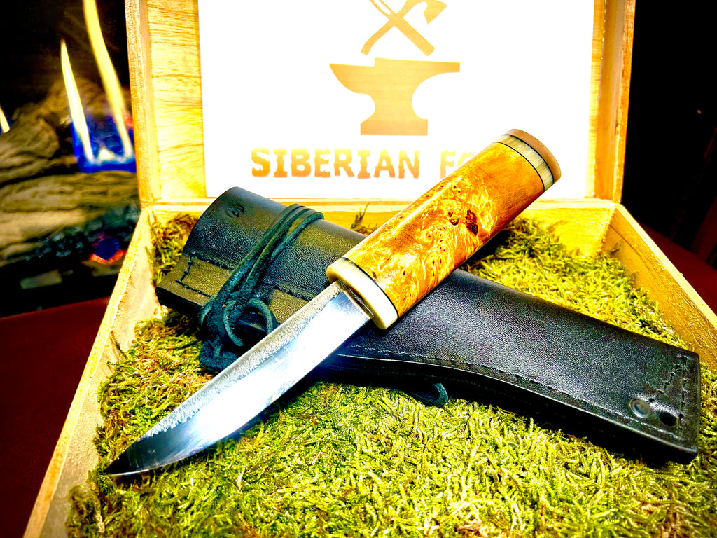 Forged Traditional Siberian Yakut knife crafted in Karelian birch ...
