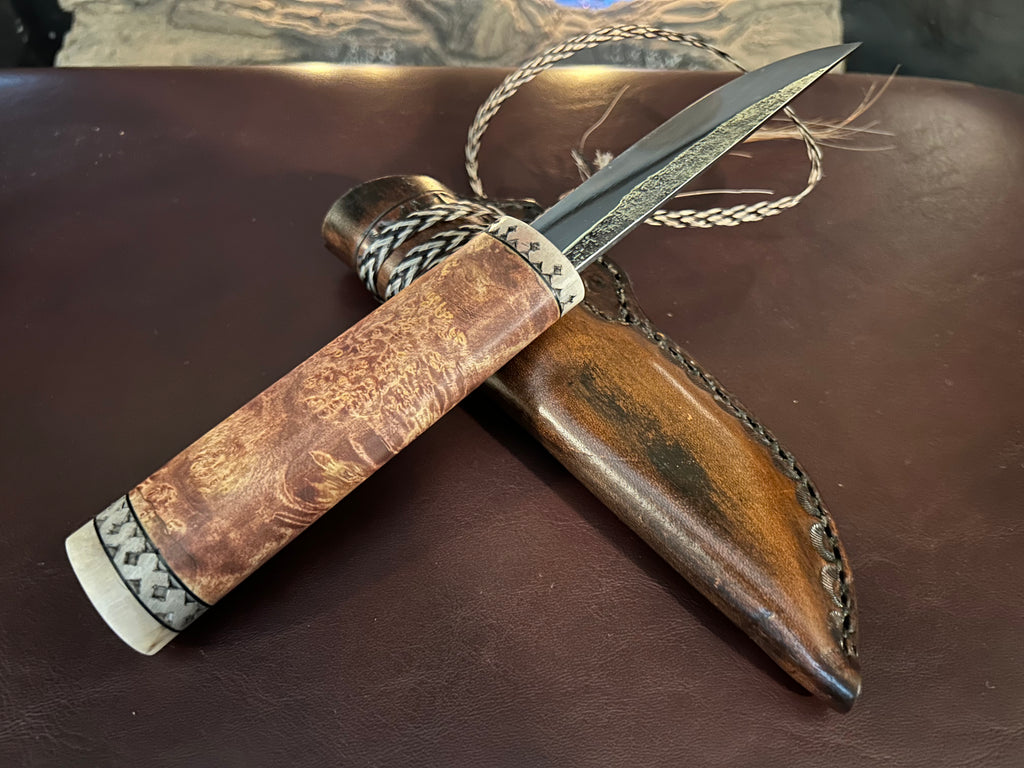 Forged Traditional Siberian Yakut knife crafted in Karelian birch ...