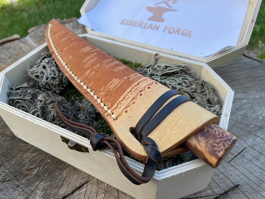 Forged Traditional Siberian Yakut knife crafted in Karelian birch ...